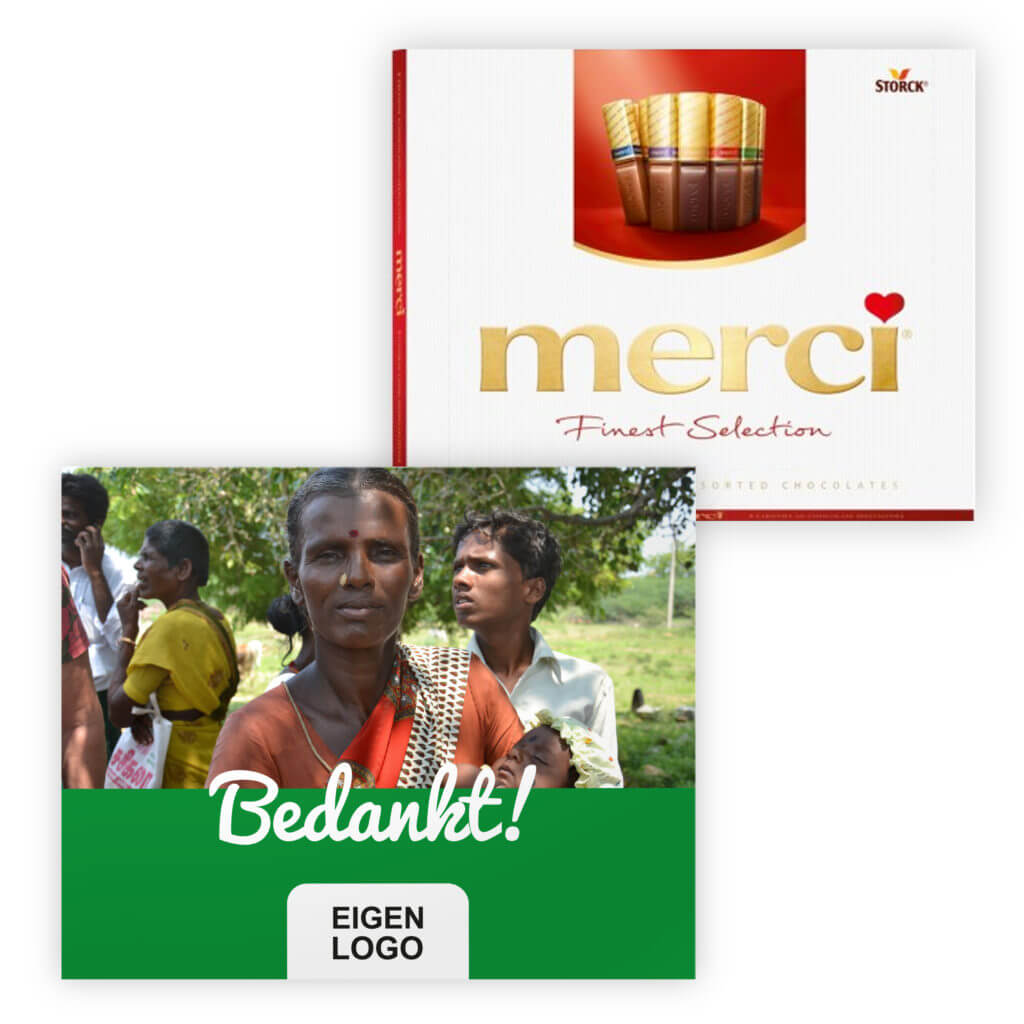 Merci 250 gram met kaart - bedankje met bedankttekst | 123Bedankt.nl