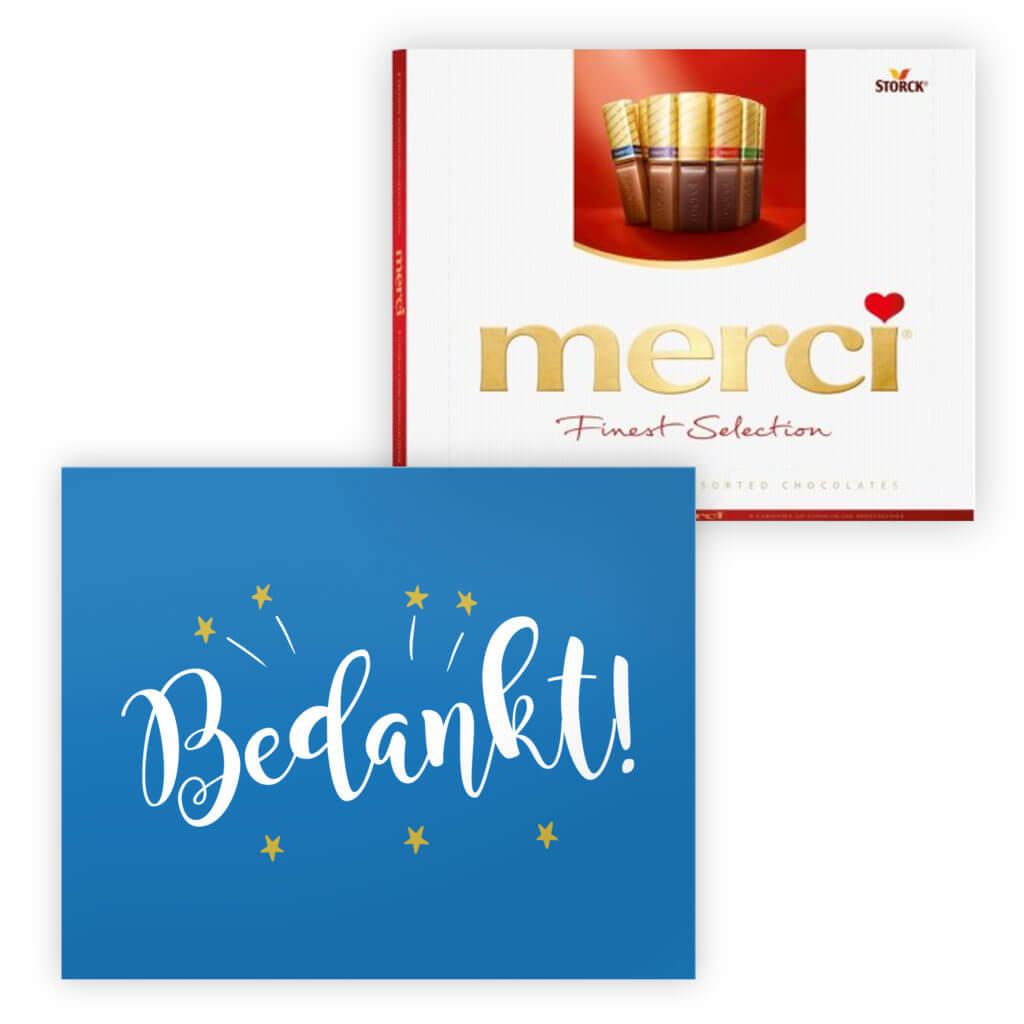 Merci 250 gram met kaart - Bedankt! | 123Bedankt.nl