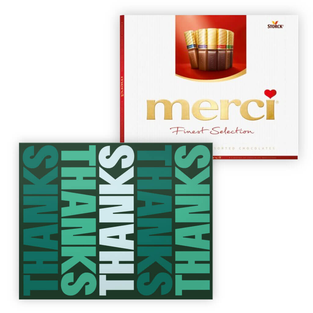 Thanks topper (groen) Merci met kaart | 123Bedankt.nl
