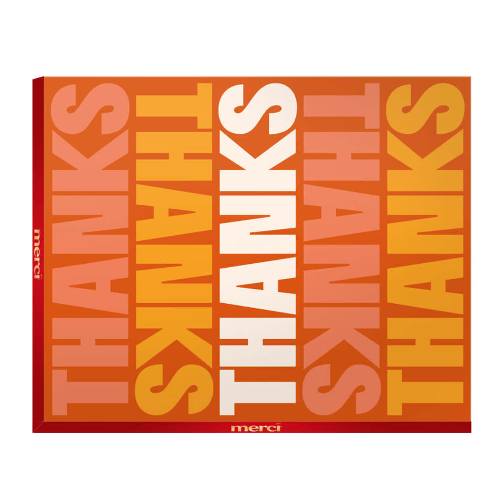 Thanks topper (oranje) Merci met kaart | 123Bedankt.nl