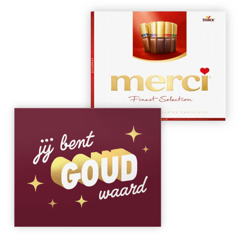 'Jij bent GOUD waard' bedankjes met Merci | 123Bedankt.nl