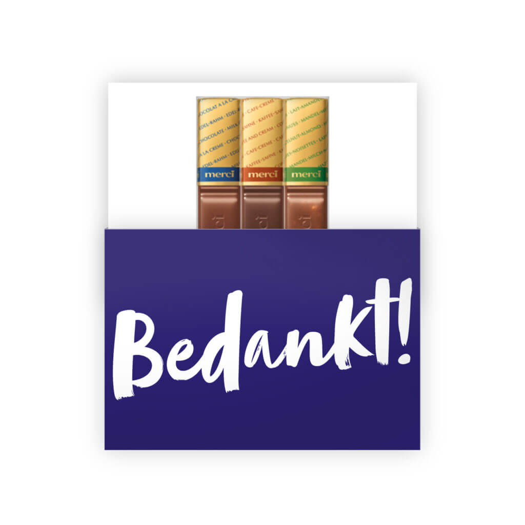 Bedankje met 3 Merci chocolaatjes | 123Bedankt