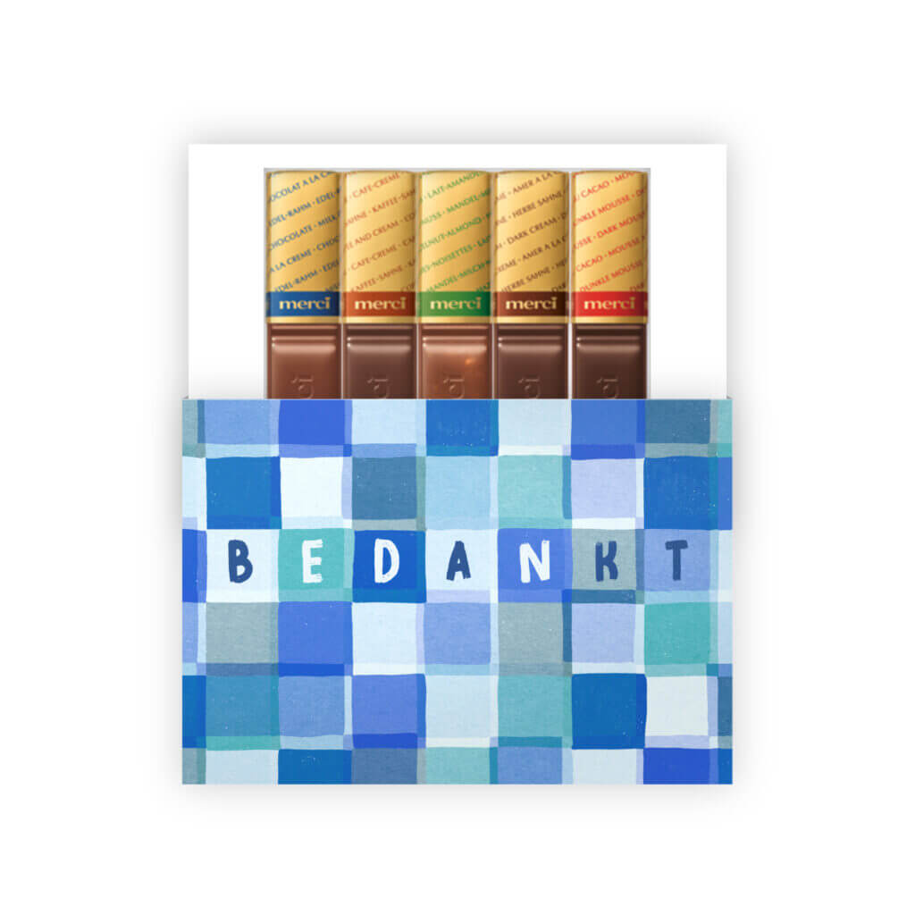 Abstracte Minibox 5 Bedankjes - Unieke en Persoonlijke Bedankjes in blauw